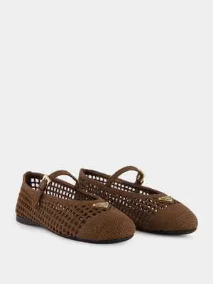 Prada Crochet Ballet Flats - Brown