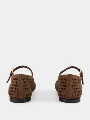 Prada Crochet Ballet Flats - Brown