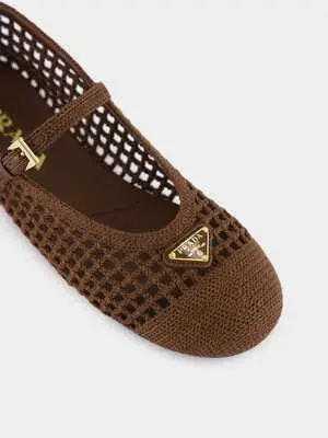 Prada Crochet Ballet Flats - Brown
