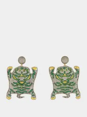 Begum Khan Gold-plated Bengal Earrings - Green