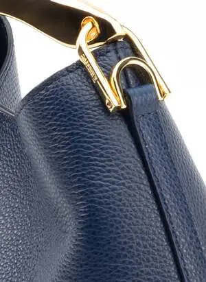 ELLEME Mini Boomerang Pebbled Leather Handbag - Navy