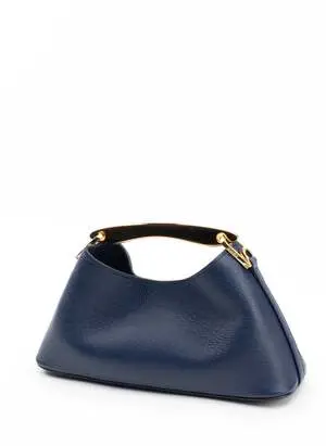 ELLEME Mini Boomerang Pebbled Leather Handbag - Navy