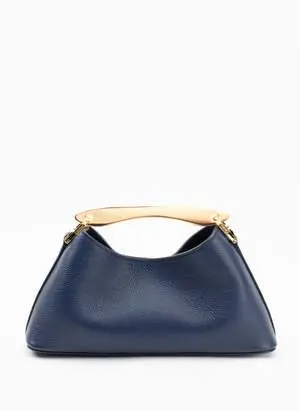 ELLEME Mini Boomerang Pebbled Leather Handbag - Navy