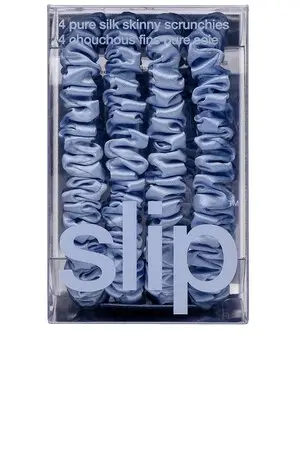 Slip Pure Silk Skinny Scrunchies Set Of 4 - Cornflower