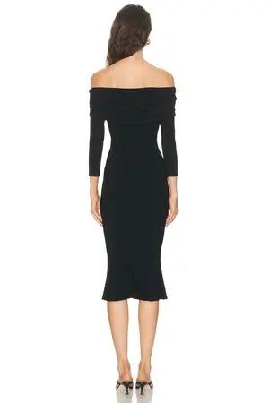 Norma Kamali 3/4 Sleeve Cowl Neck Fishtail Dress