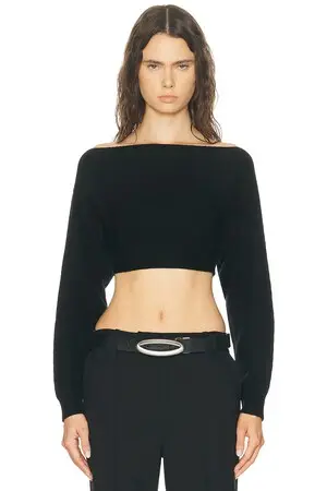 HAELO Off-the-shoulder Cropped Merino Wool Sweater