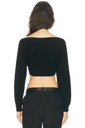 HAELO Off-the-shoulder Cropped Merino Wool Sweater