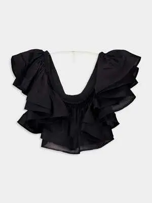 Zimmermann Sensory Oversized Ruffled Frills Bodice - Brown