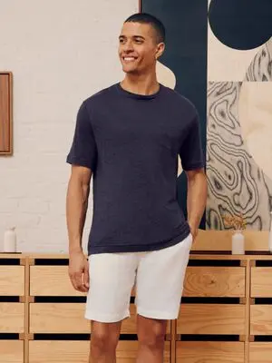Frescobol Carioca Carmo Midnight- Linen Jersey T-shirt - Blue