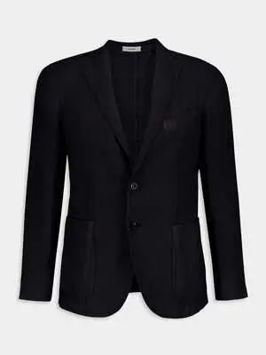Boglioli Navy Blue Linen Notch-lapel Jacket - Grey