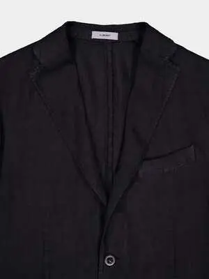 Boglioli Navy Blue Linen Notch-lapel Jacket - Grey