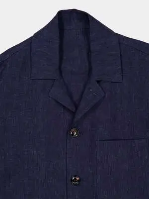 PIACENZA CASHMERE 1733 Linen Chore Jacket - Blue