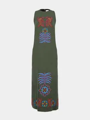 PAULA Embroidered Sleeveless Maxi Dress - Multicolour