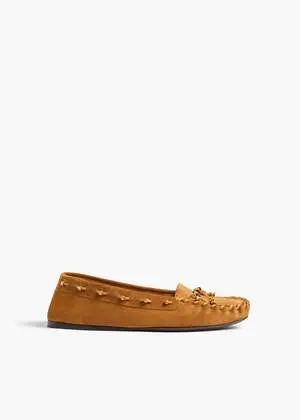 Khaite Milly Suede Flat - Caramel