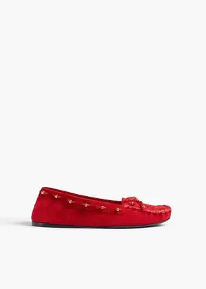 Khaite Milly Suede Loafers - Lipstick