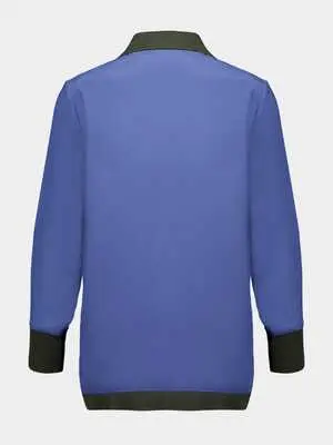 PAULA Diane Dutch V-neck Long-sleeve Top - Blue