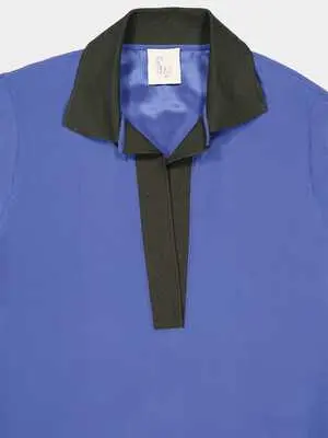 PAULA Diane Dutch V-neck Long-sleeve Top - Blue