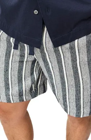 Rodd & Gunn The Laurels Stripe Cotton Blend Drawstring Shorts - Navy