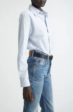 Saint Laurent Classic Striped Button-up Shirt - Bleu/gris