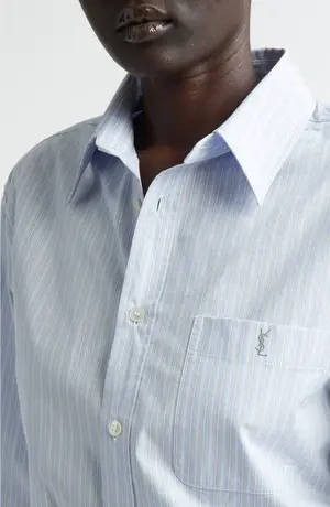 Saint Laurent Classic Striped Button-up Shirt - Bleu/gris