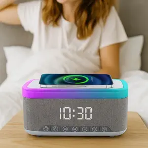 PURSONIC Ultimate 5-in-1 Tech Bundle Folding Wireless Charger & Multi-function Bedside Alarm Clock