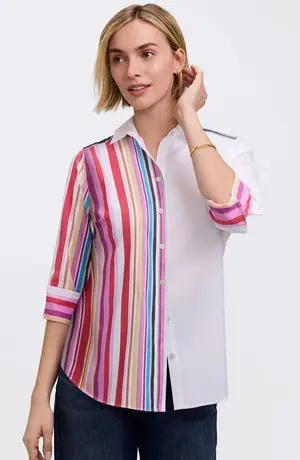 Foxcroft Charlie Striped Button-up Shirt