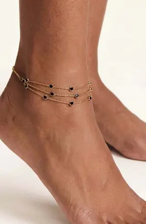 Ettika Fine Details Cubic Zirconia Anklet - Black
