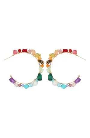 PANACEA Stone Lined Hoop Earrings - Multi