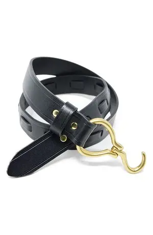 Mnml Western Hook Leather Belt - Black