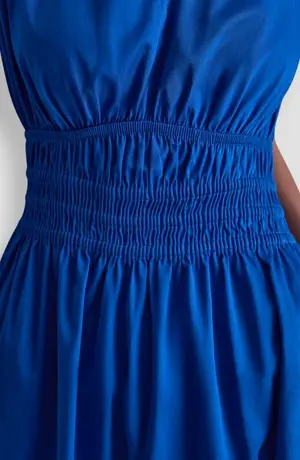 Dkny Topstitch Detail Cotton Mini Dress - Cobalt