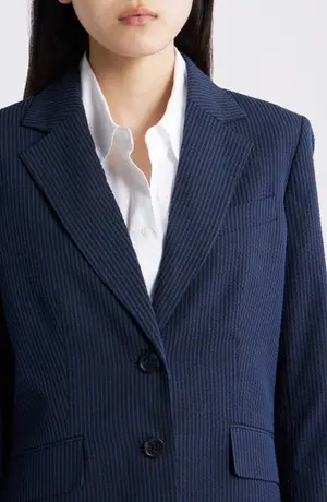 Anne Klein Striped Seersucker Blazer