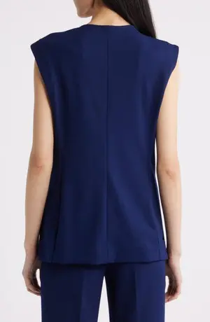 Anne Klein Button-up Vest With Four Pockets