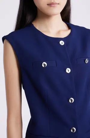 Anne Klein Button-up Vest With Four Pockets