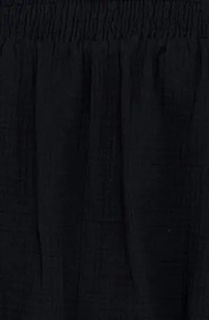 PETAL & PUP Olivia Cotton Strapless Top And Wide Leg Pants Set - Black