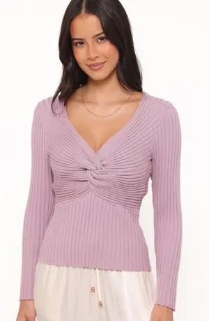PETAL & PUP Demi Twist Rib Sweater - Lavender