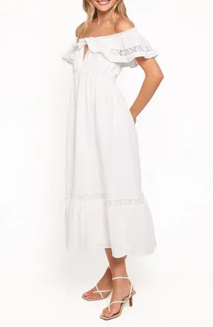 PETAL & PUP Janelle Off-the-shoulder Cotton Dress