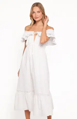 PETAL & PUP Janelle Off-the-shoulder Cotton Dress