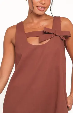 PETAL & PUP Elyria Bow Cotton Shift Minidress