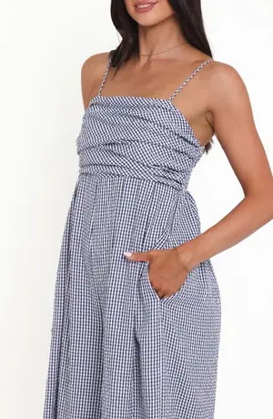 PETAL & PUP Priscilla Gingham Jumpsuit - Blue Gingham