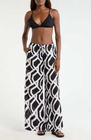 SEA LEVEL Printed Wide-leg Cover-up Pants