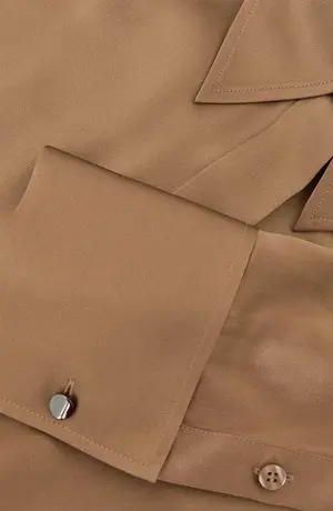 REISS Ameira Silk Shirt - Camel