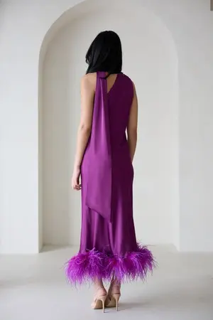 VASILIKI Liya One Sleeve Maxi Dress - Amethyst