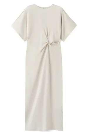 Mango Gathered Midi Dress - Ecru