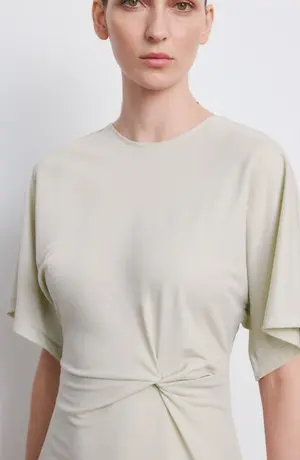Mango Gathered Midi Dress - Ecru
