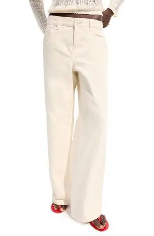 Mango Low Rise Wide Leg Jeans - Vanilla