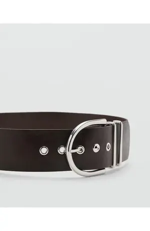 Mango Oval Buckle Leather Belt