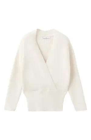 Mango V-neck Ribbed Sweater - Ecru