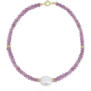 THE LOVERY FINE JEWELRY 14k Yellow Gold Pearl Bracelet - Amethyst