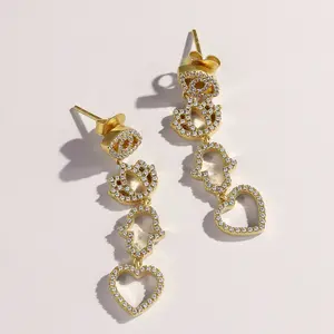 KARMA AND LUCK Plated Multi-charm Dangle Earrings