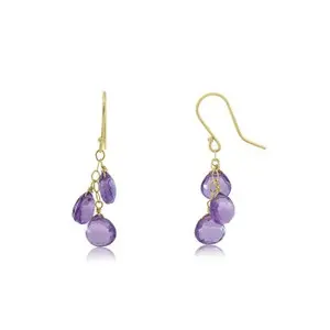 THE LOVERY FINE JEWELRY 14k Yellow Gold Bead Dangle Earrings - Amethyst